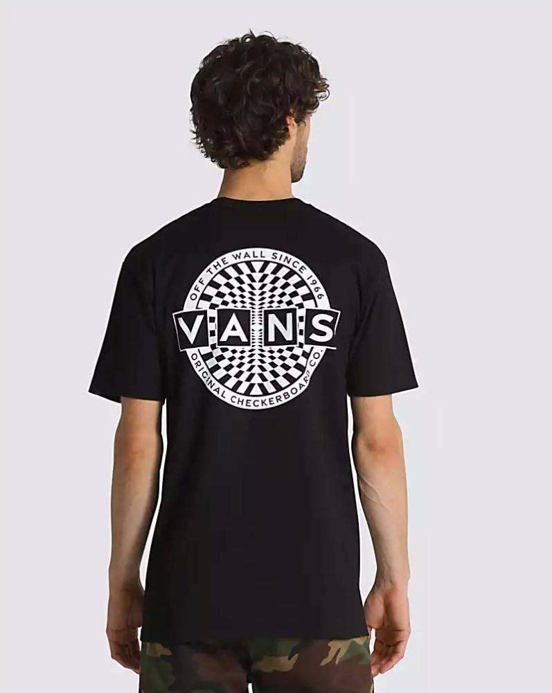 VANS WARPED CHECKERBOARD LOGO TEE - VN0008SFBLK